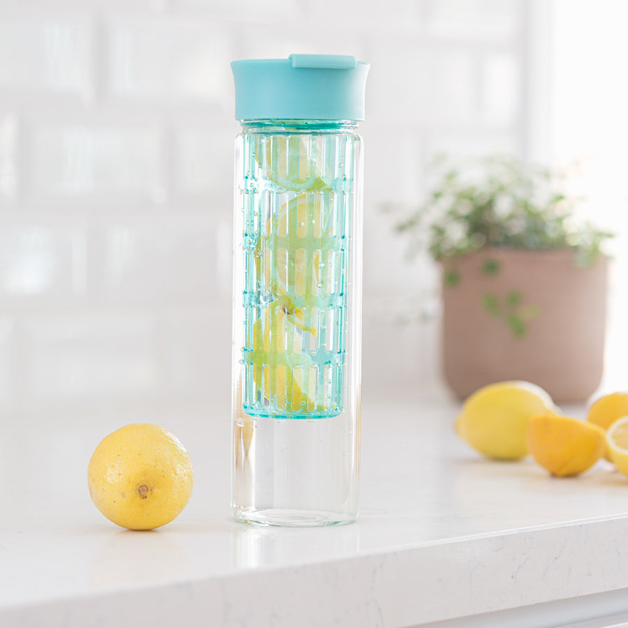 Glass Hydration Bottle with Infuser 16 Oz., TURQUOISE